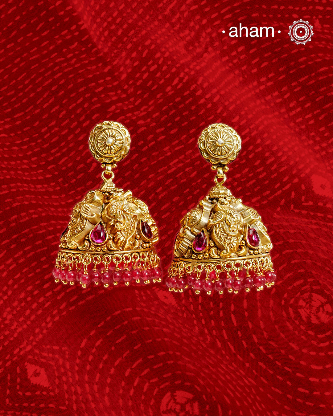 Gold Polish Nakshi Peacock Silver Jhumkie – aham jewellery ...