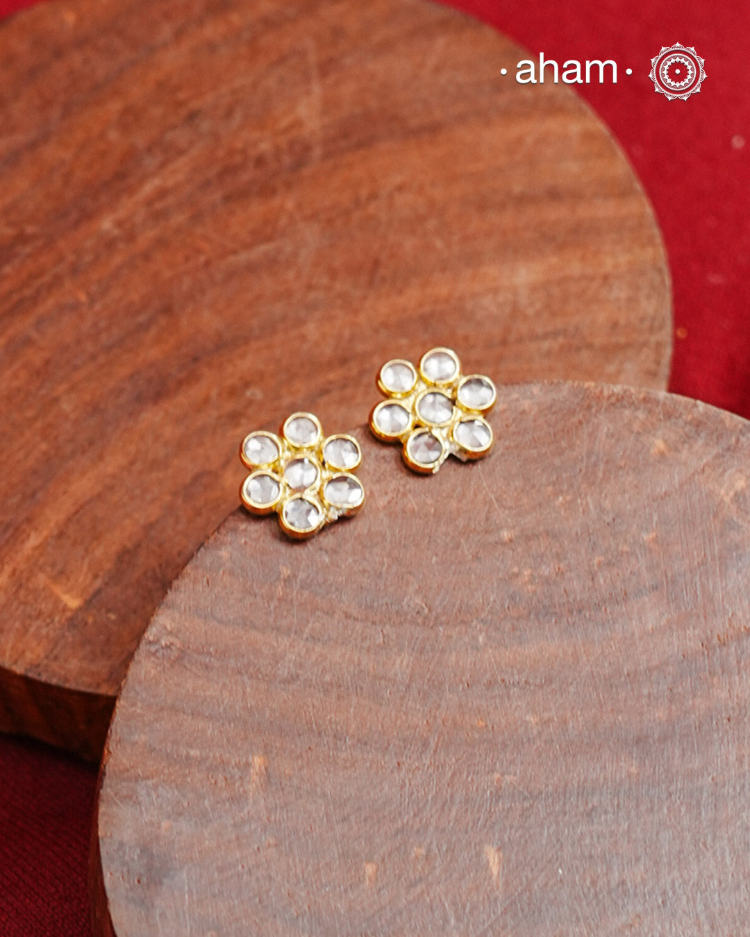 Zircon Flower Gold Polish Silver studs – aham jewellery | handcrafted ...