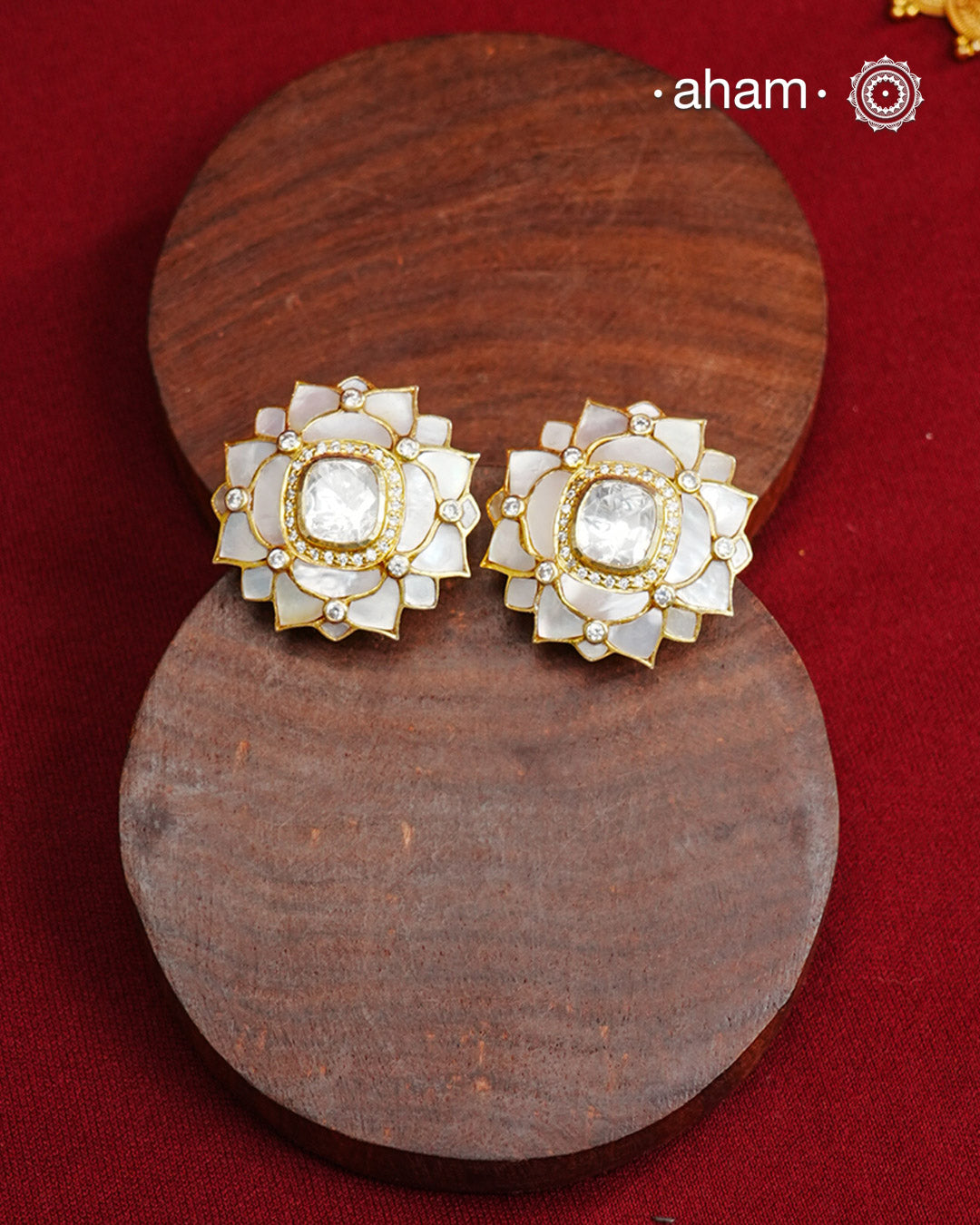 Mother Of Pearl Gold Polish Silver studs – aham jewellery | handcrafted ...