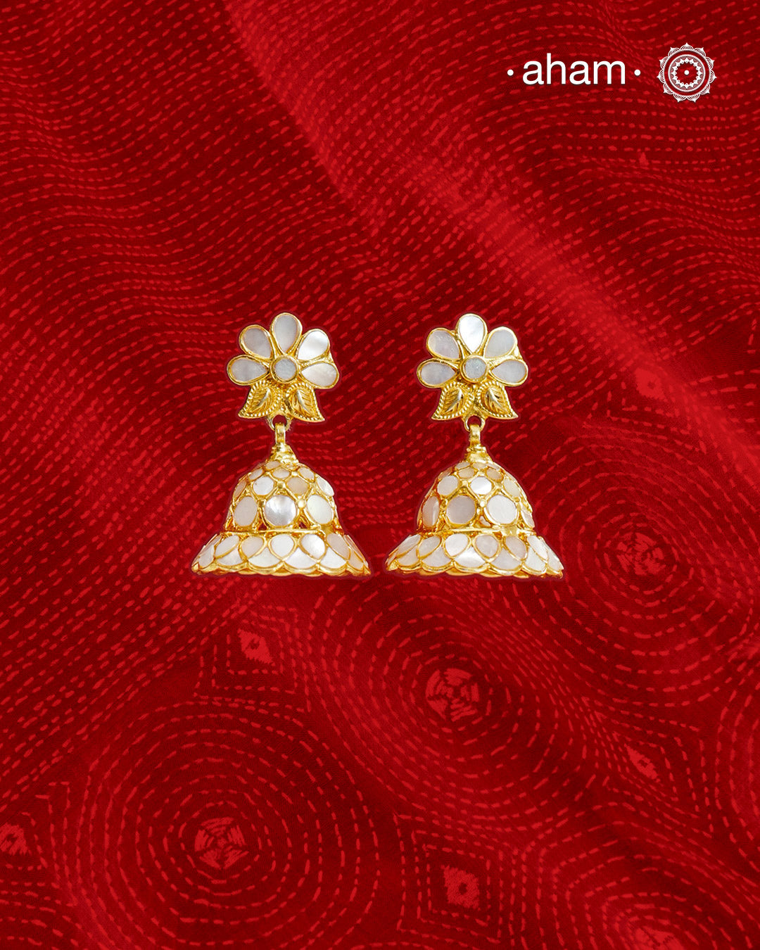 Mother of Pearl Gold Polish Silver Jhumkie – aham jewellery ...