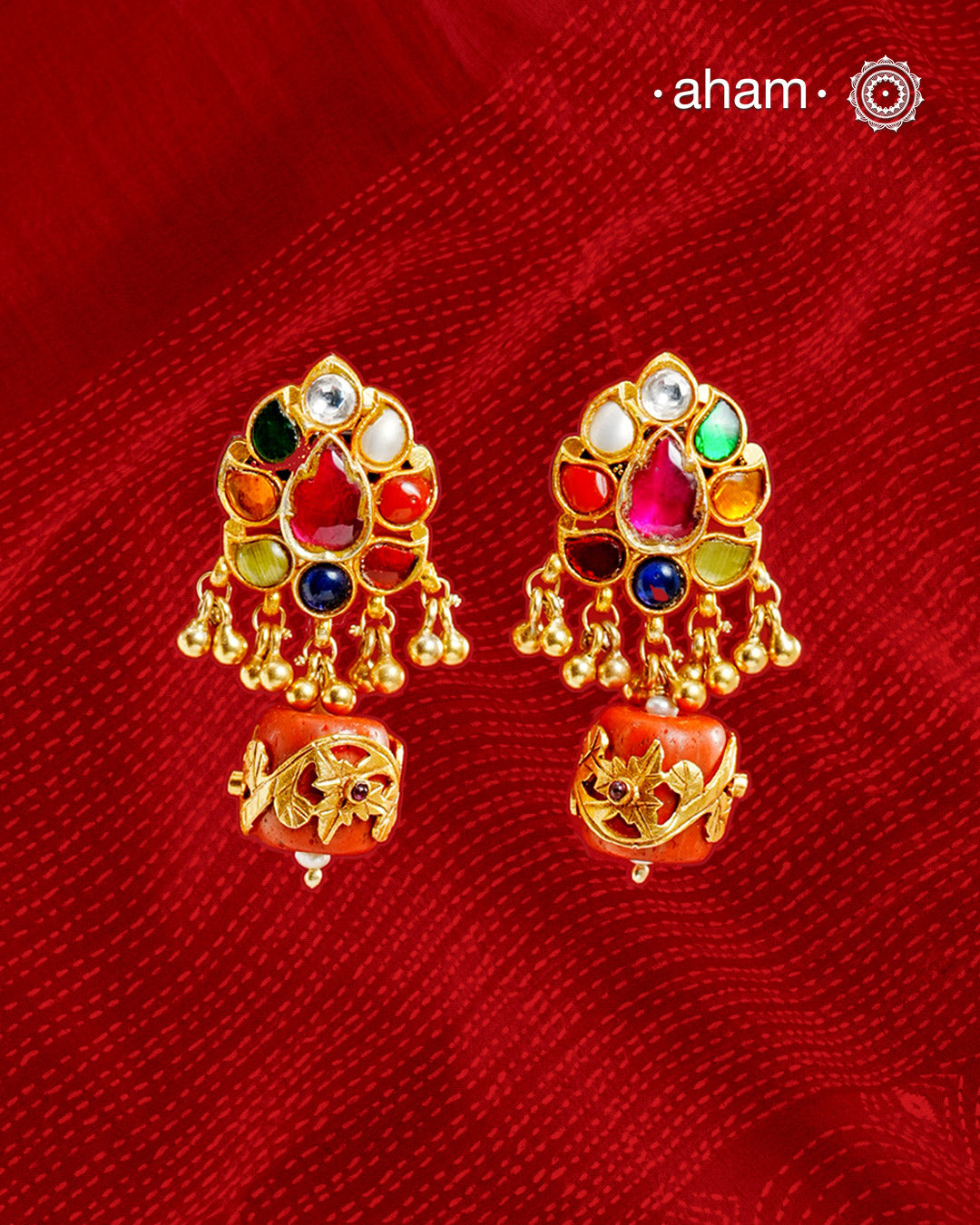 Navratna Gold Polish Silver Earrings – aham jewellery | handcrafted ...