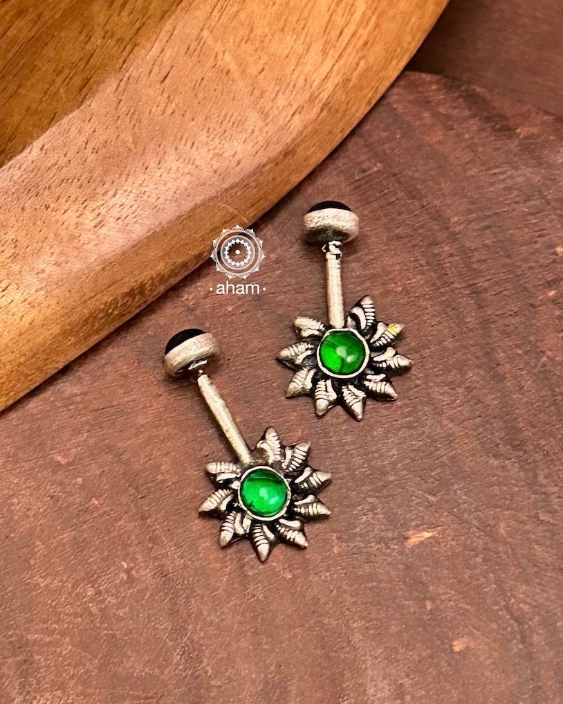 Green Stone Silver Bugadi – aham jewellery | handcrafted silver jewellery