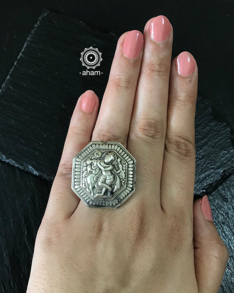 Adjustable Silver Krishna Ring Aham Jewellery – aham jewellery ...